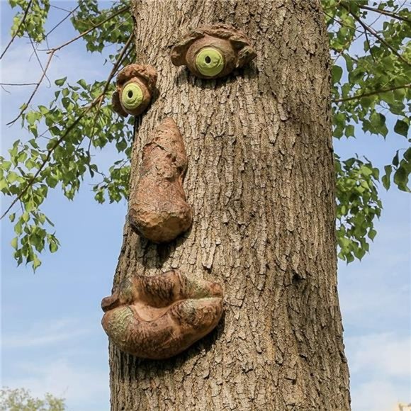 Accents | 15 Inch Tree Face Statues Plus Size Old Man Tree Hugger Bark ...